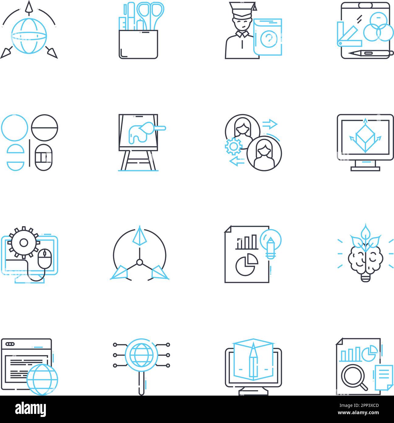 Imaginative creation linear icons set. Imagination, Creativity ...