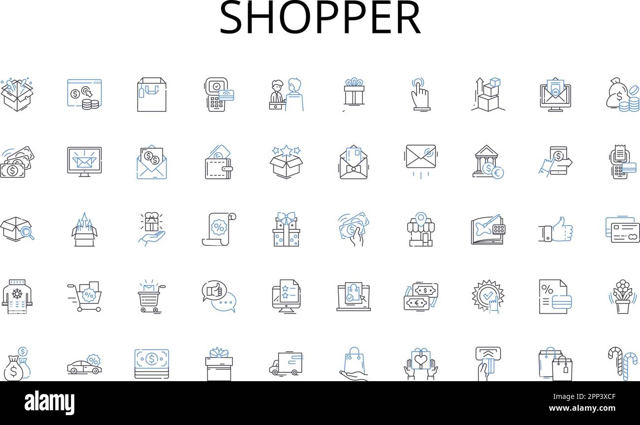 Shopper line icons collection. Sharing, Bartering, Borrowing, Renting ...