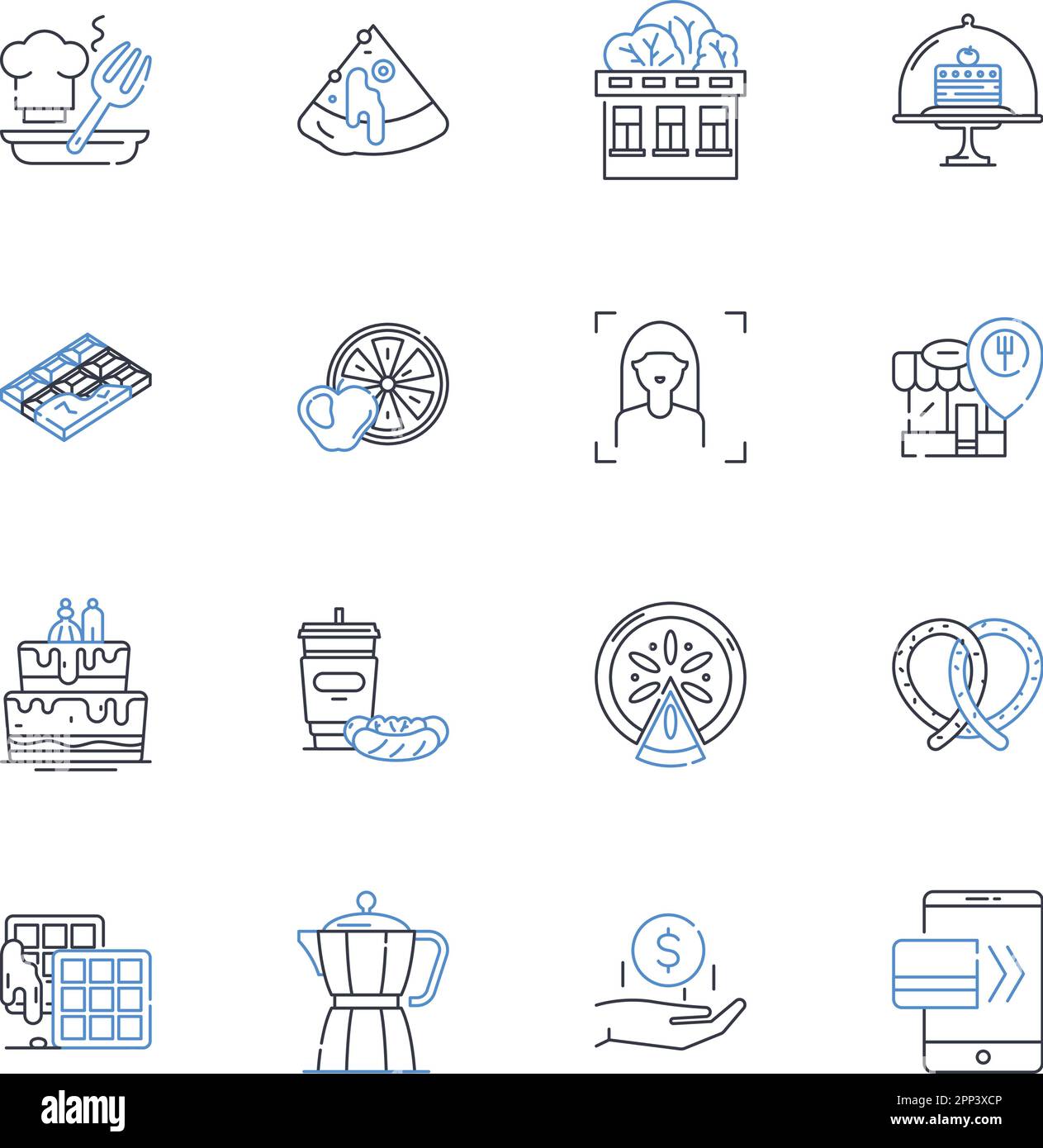 Danish bakery line icons collection. Pastry, Rye, Kringle, Cinnamon ...