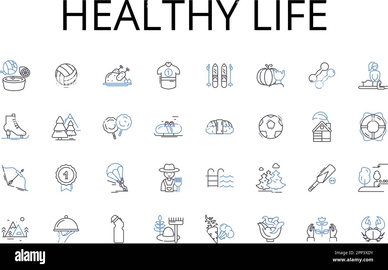 Healthy life line icons collection. Well-being, Optimal health ...