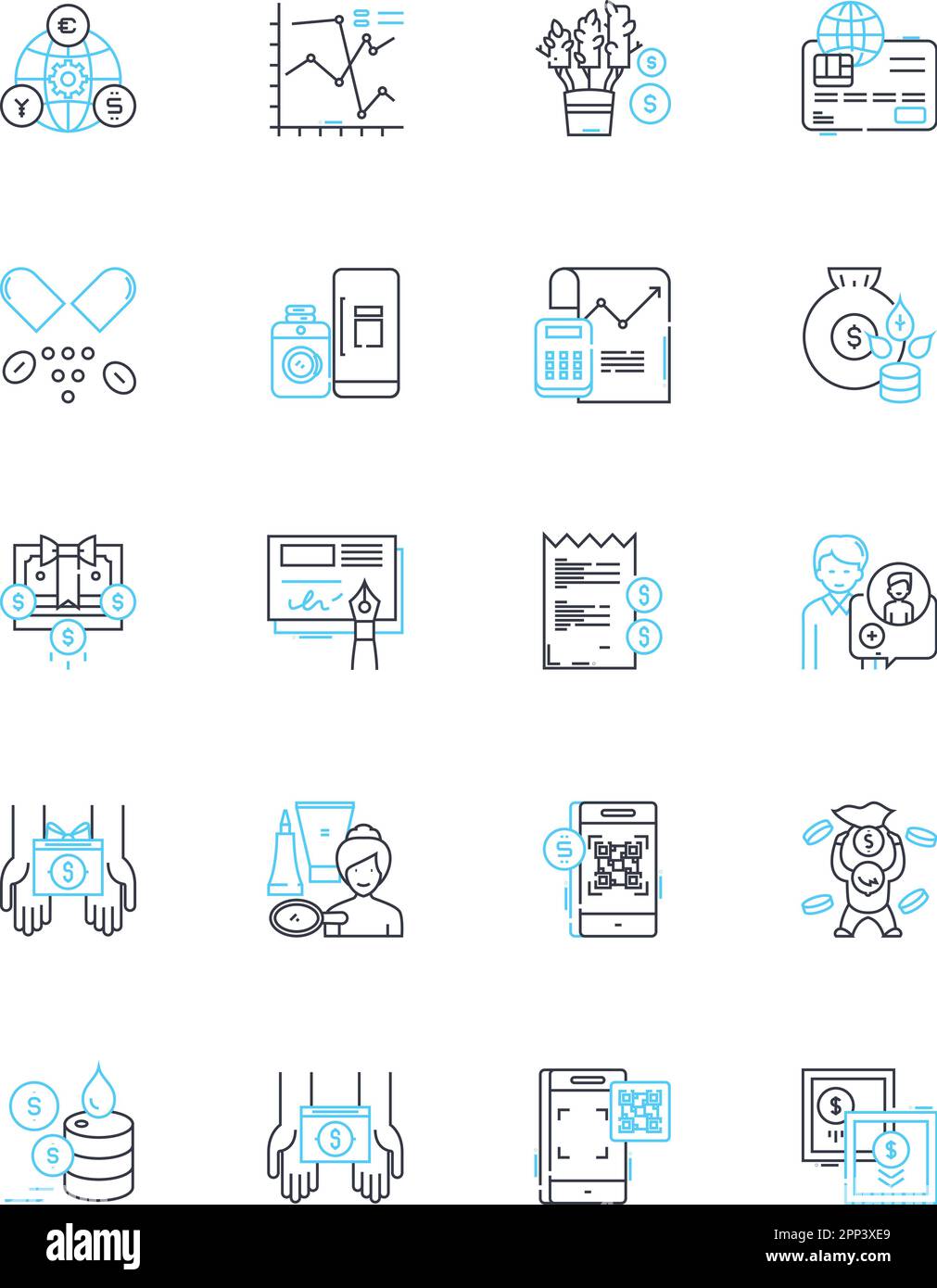 Advertising agencies linear icons set. Marketing, Branding, Creative ...