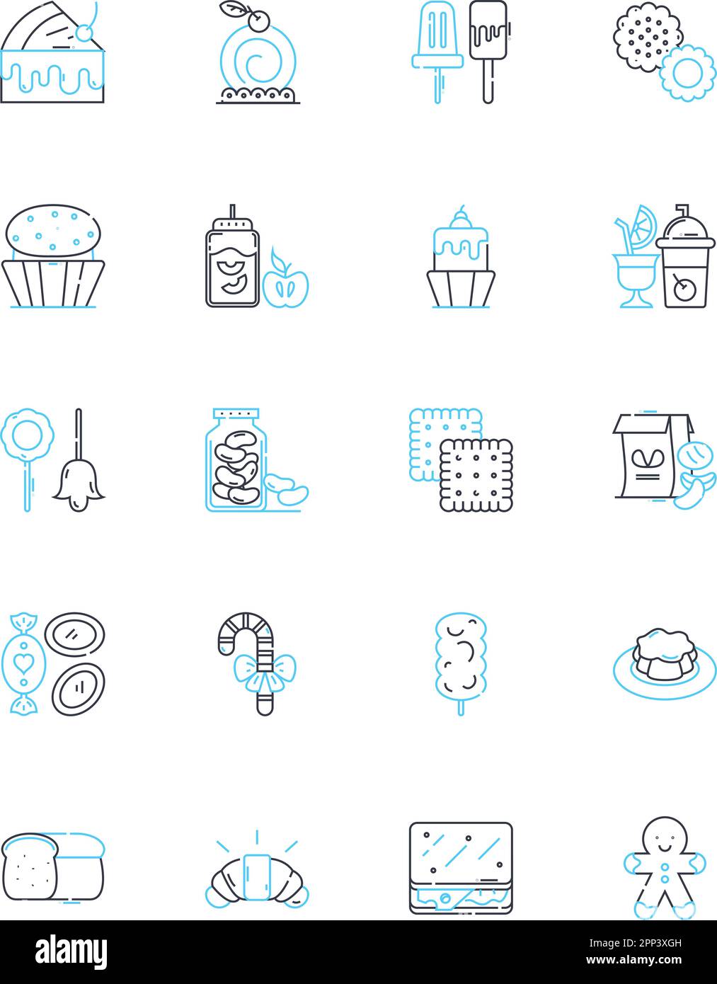 Cupcakes linear icons set. Delicious, Sweet, Miniature, Frosting ...