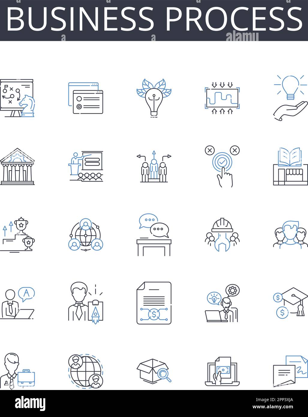 Business process line icons collection. Production line, Operational ... Business process line icons collection. Production line, Operational ...