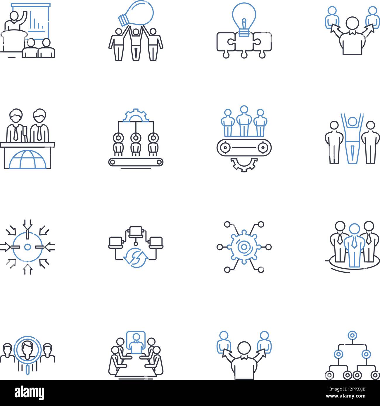 Administration rally line icons collection. Leadership, Support, Unity ...