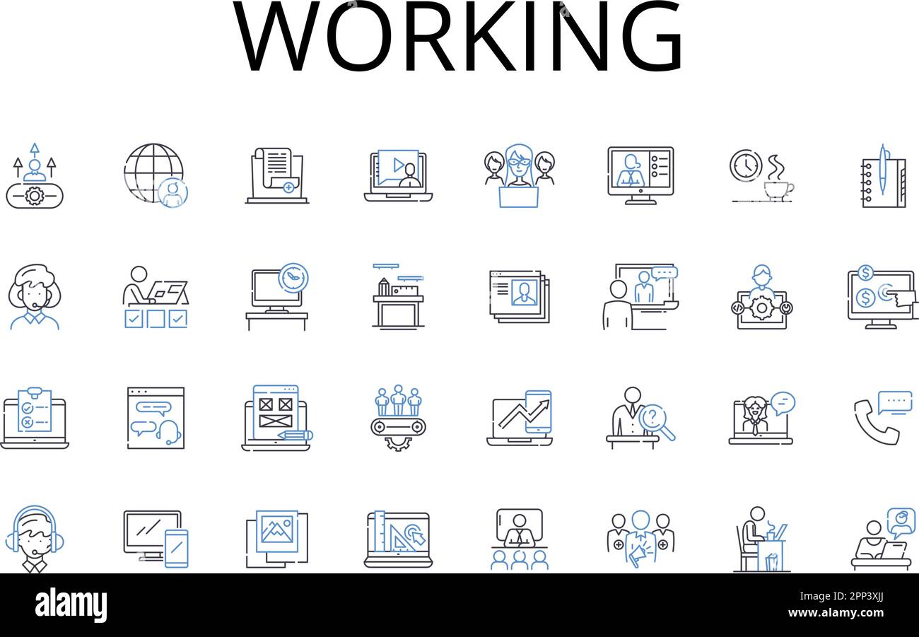 Working line icons collection. Laboring, Engaged, Employed, Occupied ...