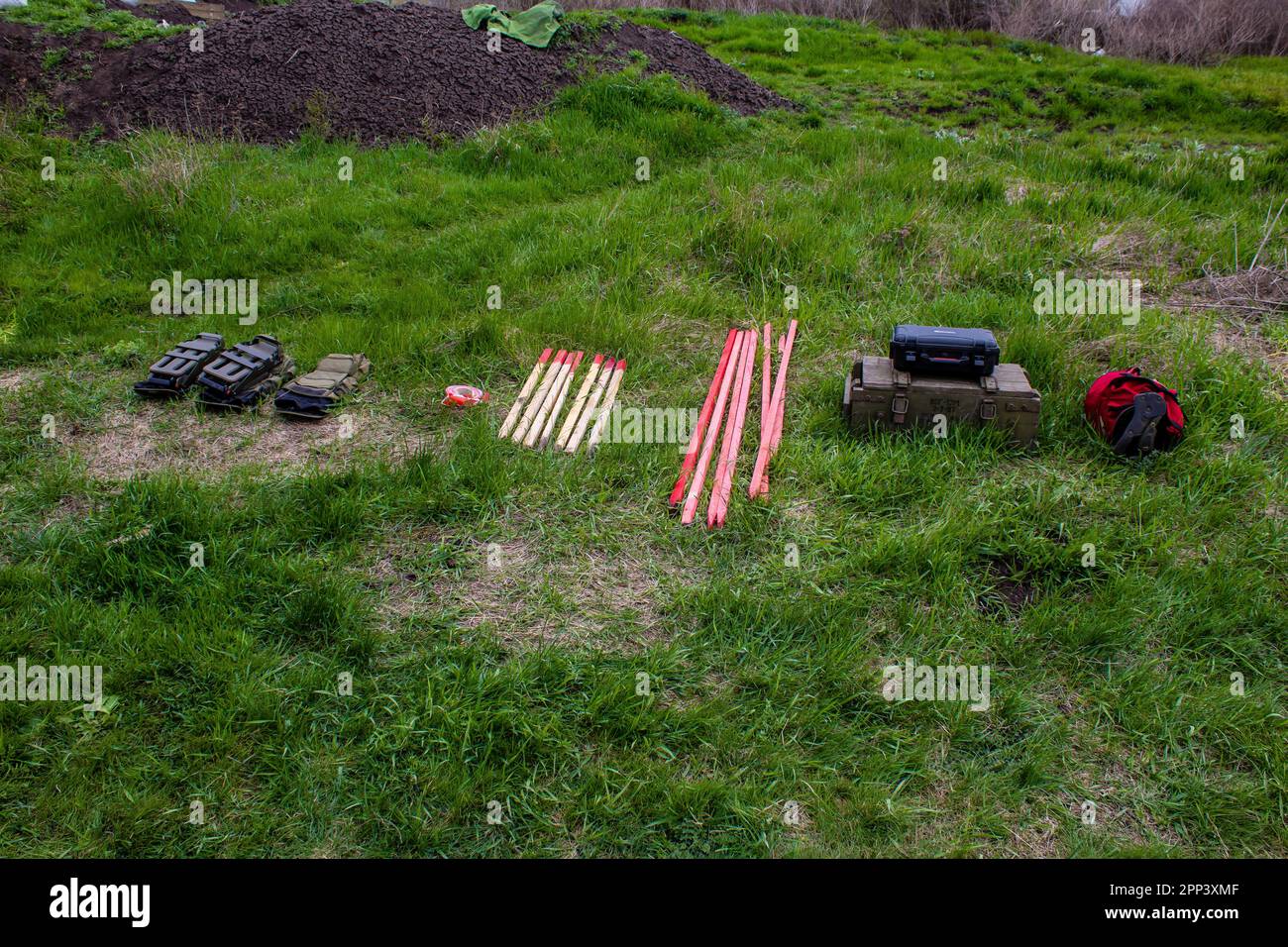 Various Russian anti-tank, anti-personnel and explosive mines collected ...