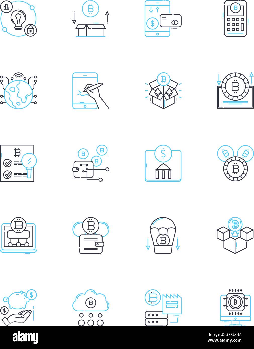 Financial Forecasting Linear Icons Set Projections Analysis Trends
