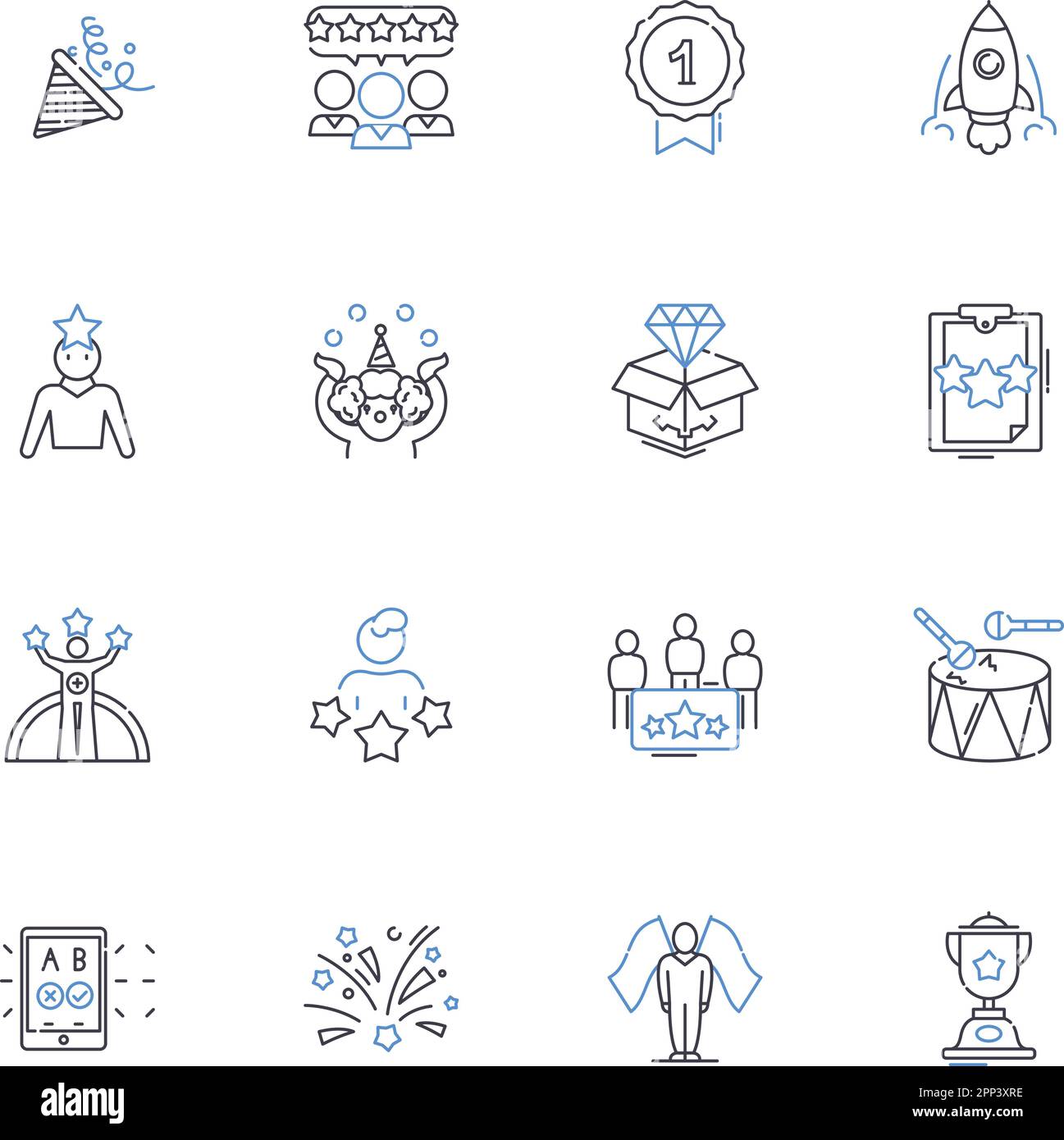 Confident overachievers line icons collection. Ambitious, Assertive ...