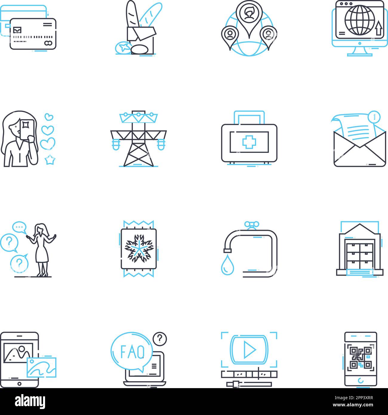 Machine marketing linear icons set. automation, optimization ...