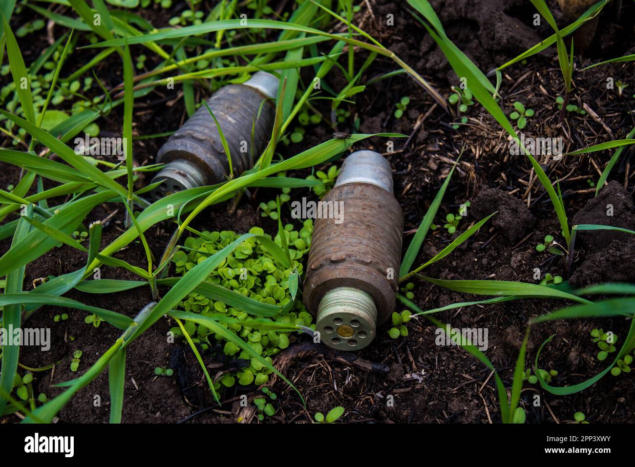 Various Russian anti-tank, anti-personnel and explosive mines collected ...