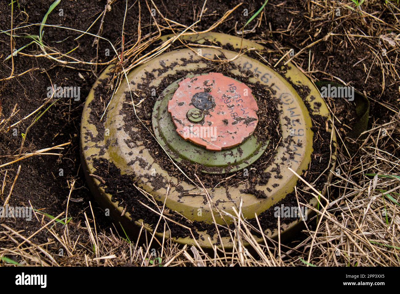 Various Russian anti-tank, anti-personnel and explosive mines collected ...