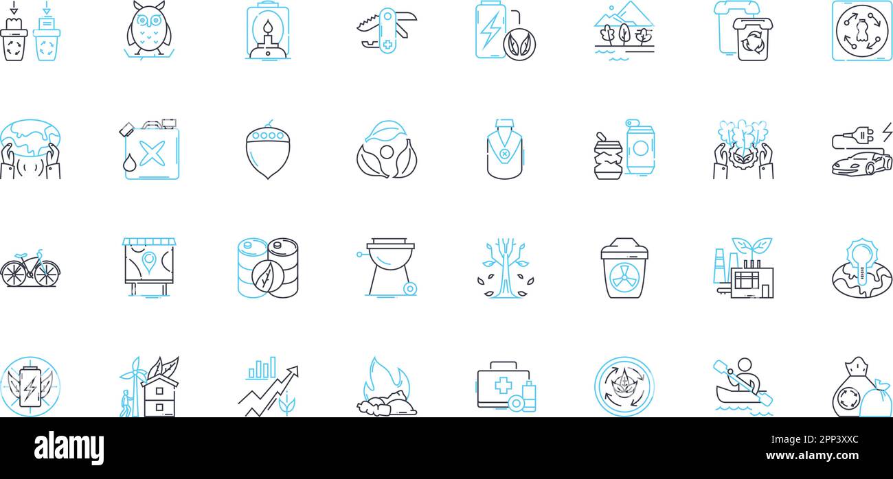 Sustainable business linear icons set. Green, Eco-friendly, Renewable ...