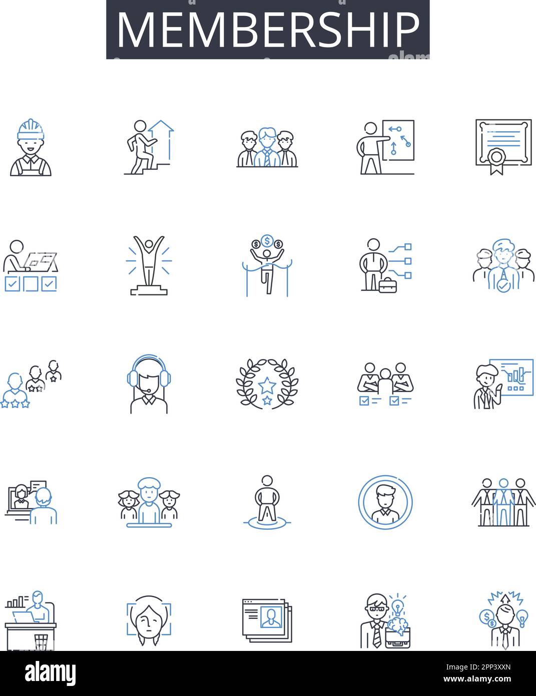 Membership line icons collection. Clubhouse, Fellowship, Alliance ...