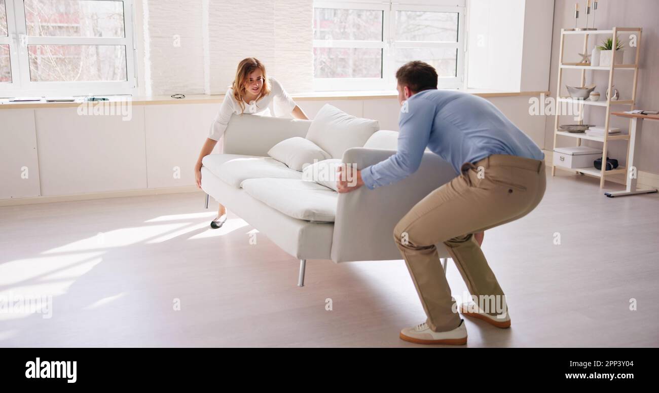 Person Lifting Heavy Furniture Couch Having Back Injury Stock Photo - Alamy