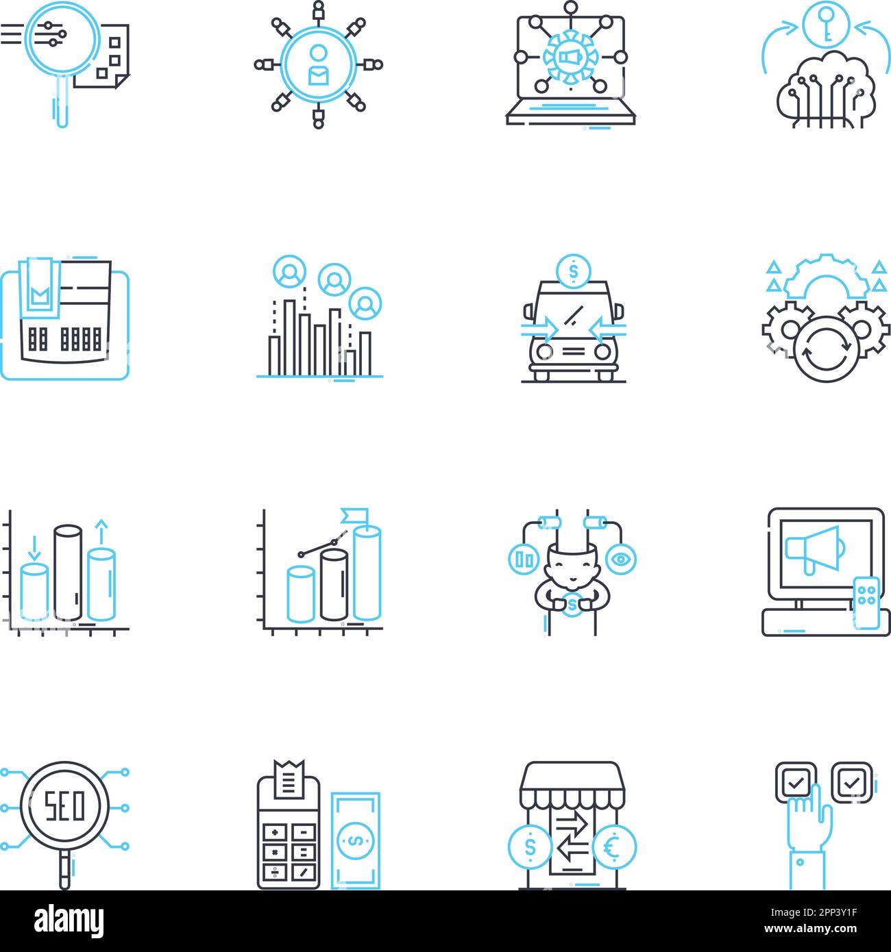 Viral marketing linear icons set. Shareable, Buzzworthy, Attention ...