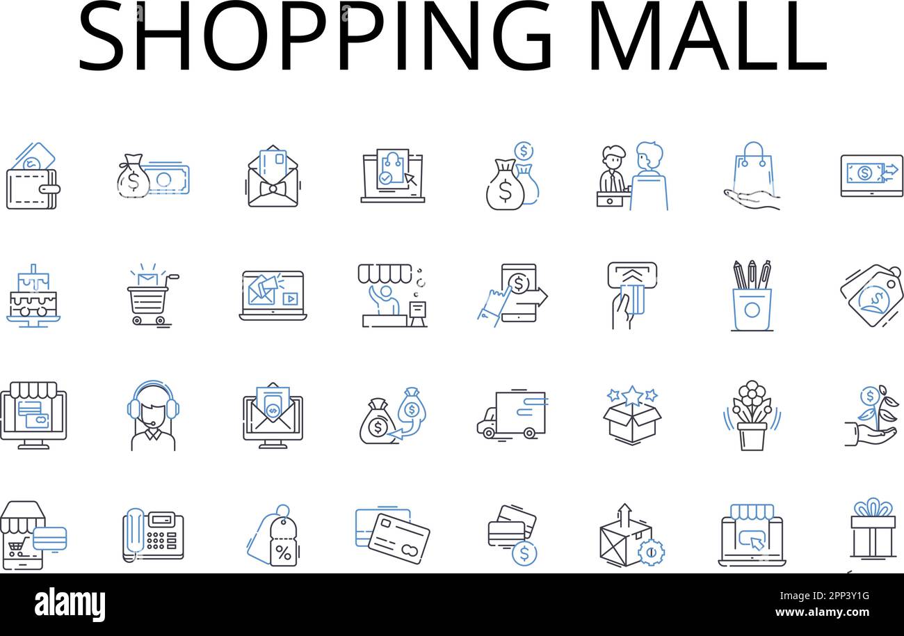 Shopping mall line icons collection. Grocery store, Department store ...