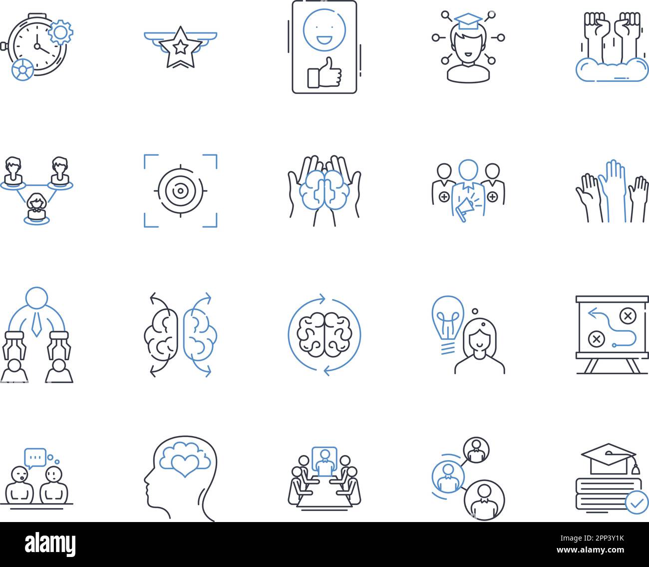 Connected deliberating line icons collection. Collaborating, Consensus ...
