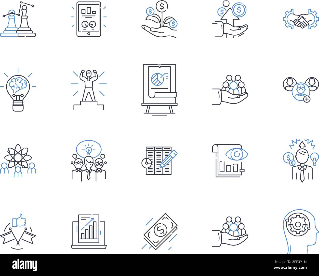 Target attainment line icons collection. Goal, Success, Achievement ...