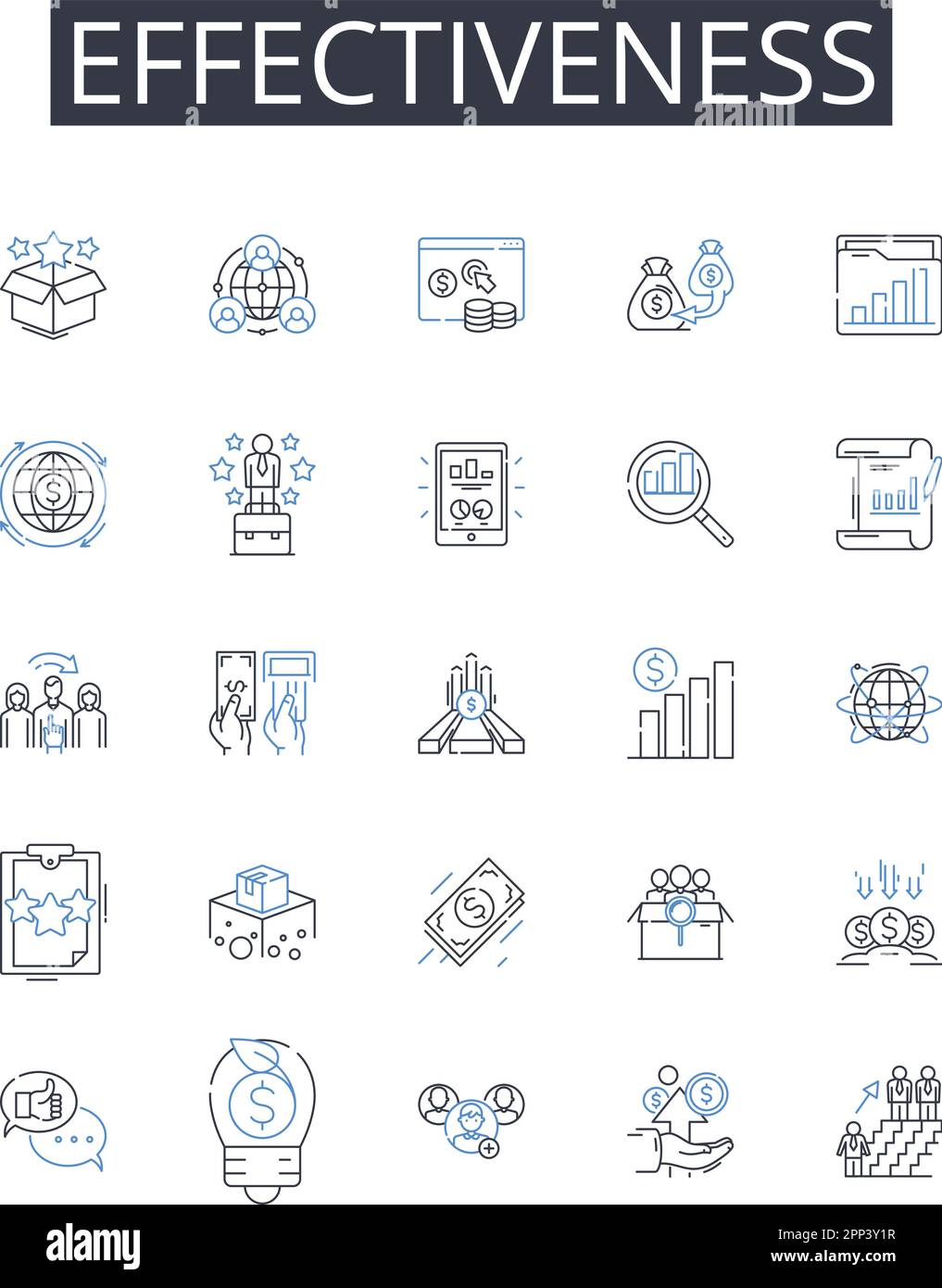 Effectiveness Line Icons Collection Efficiency Productivity Capability Potency Performance