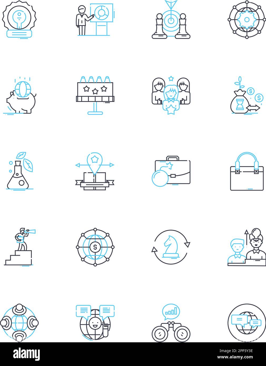 Firm Development linear icons set. Growth, Strategy, Expansion ...