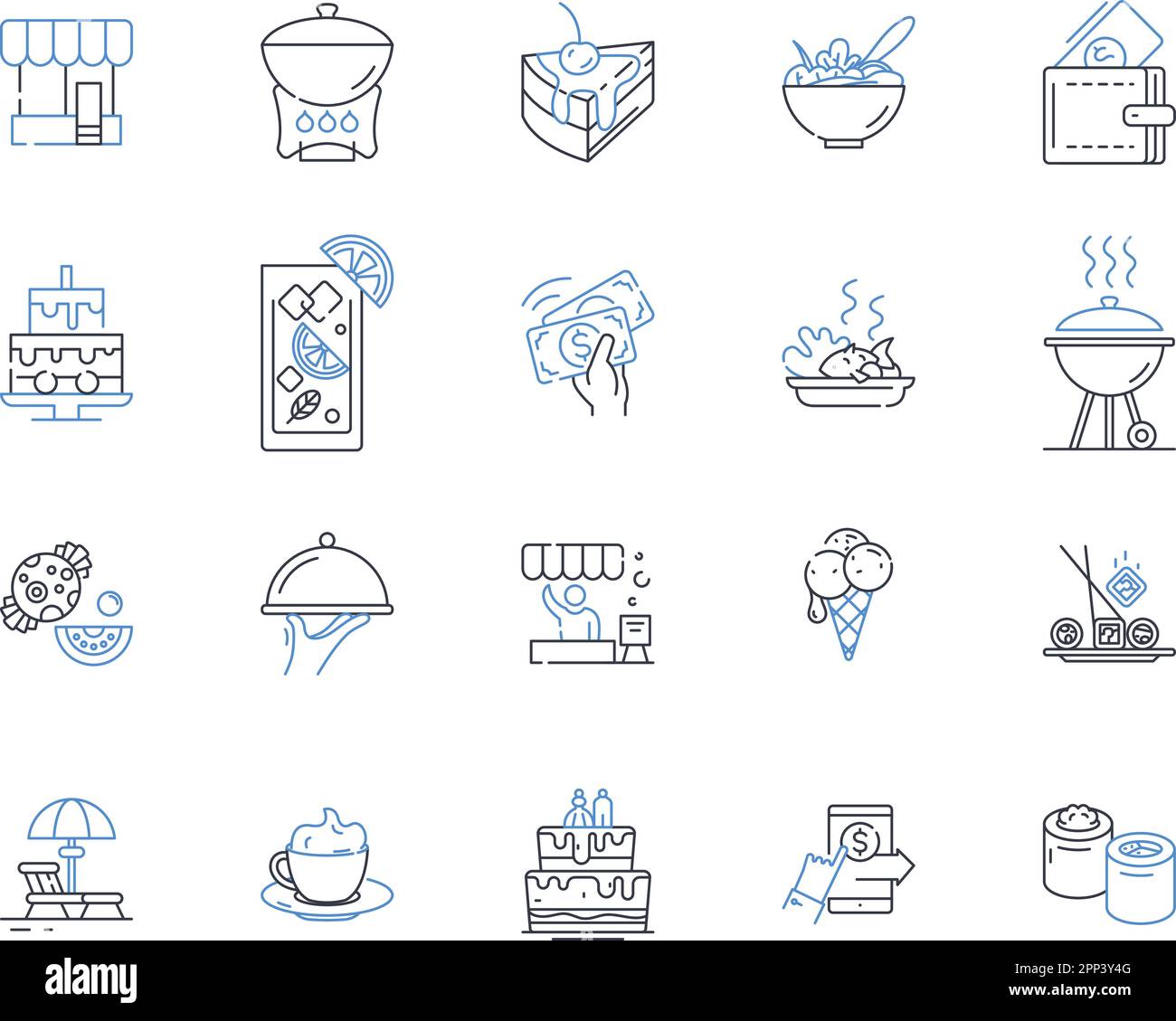 Food service management line icons collection. Catering, Menu, Service ...