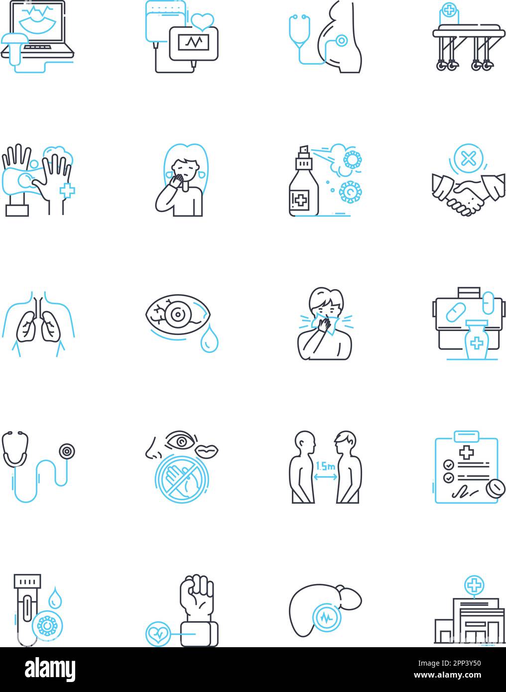 Infection cure linear icons set. Antibiotics, Vaccines, Immunity, Herbs ...