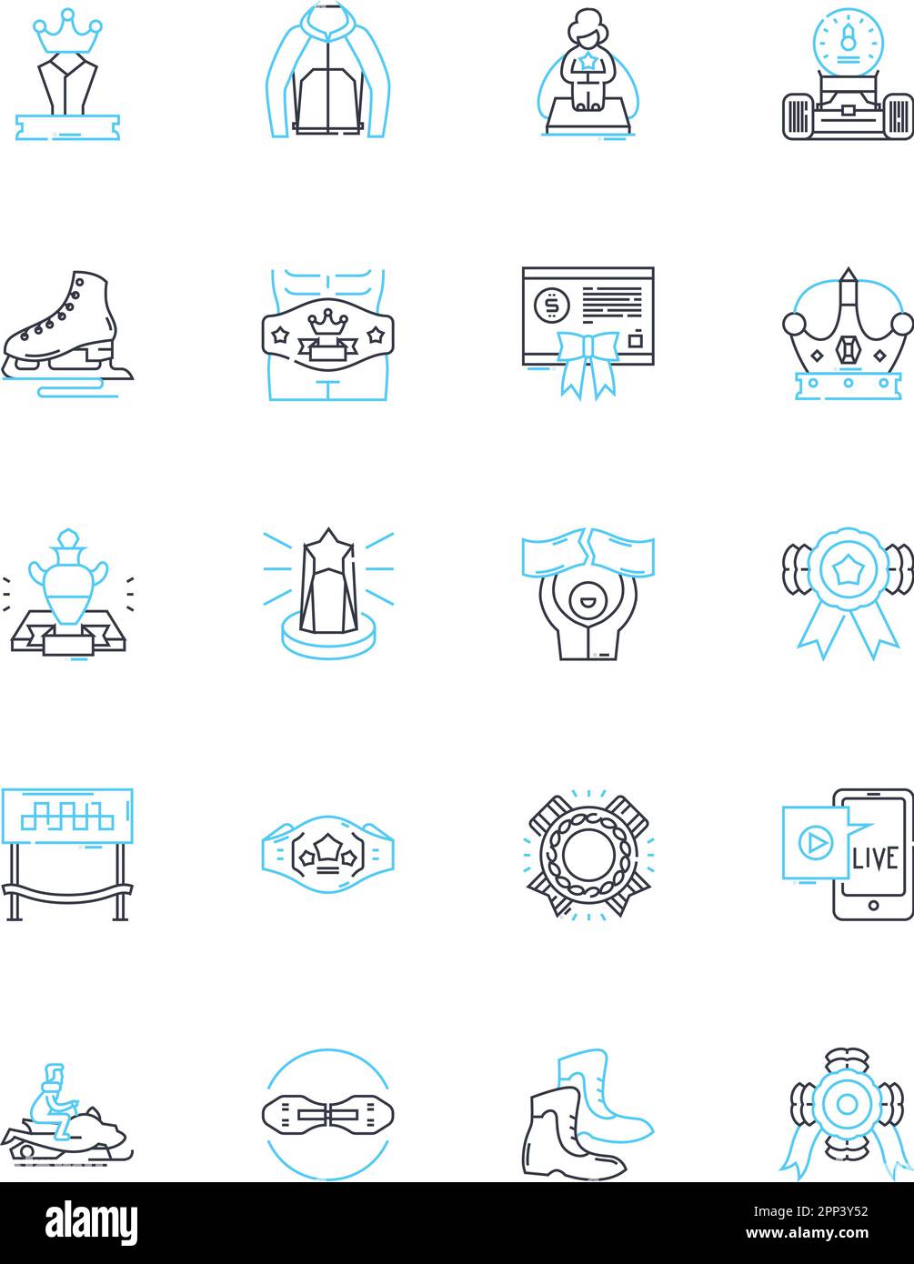 Winner linear icons set. Champion, Triumph, Victory, Gold medal ...