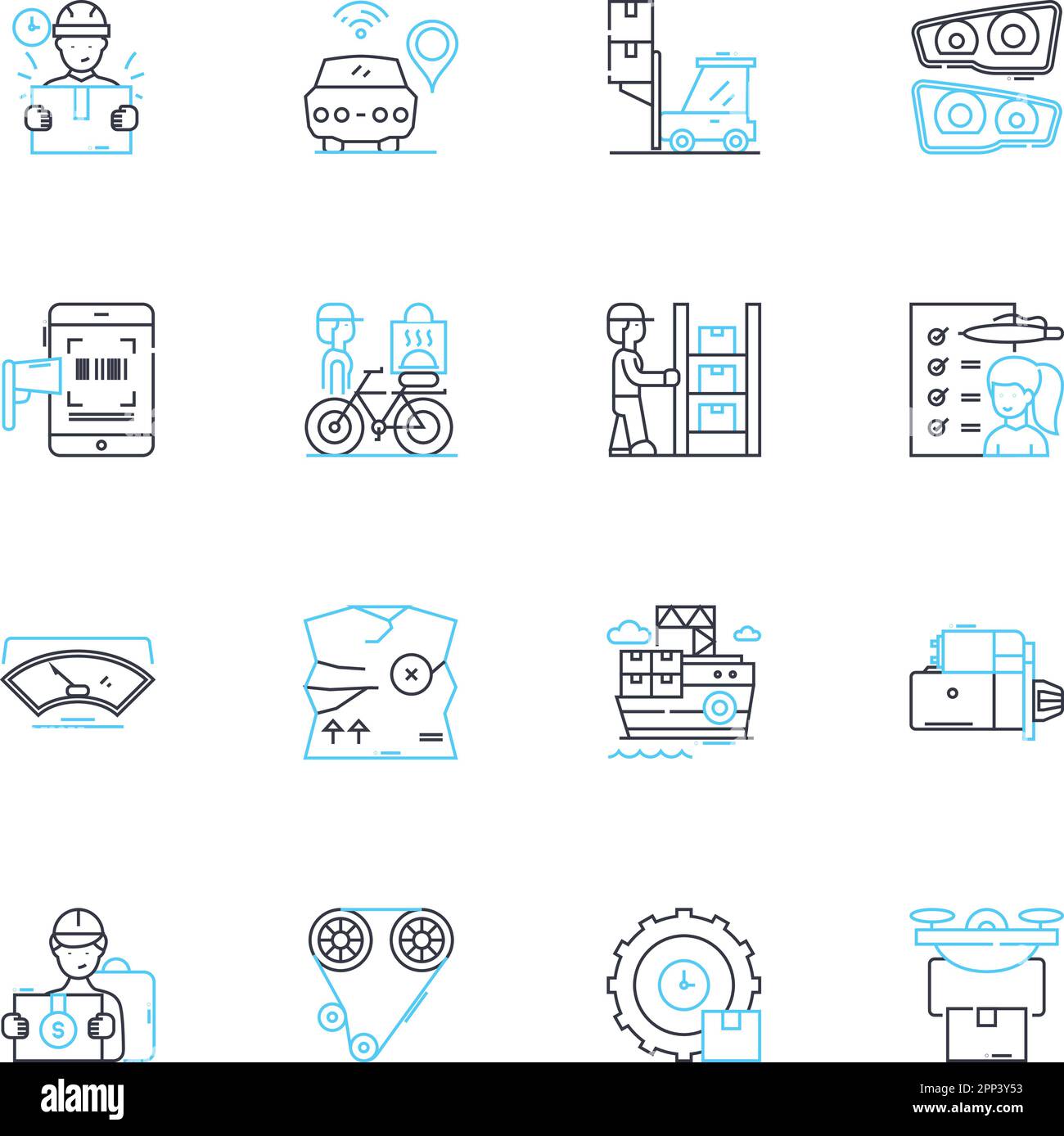 Motorcycles linear icons set. Speed, Thrill, Adventure, Freedom, Power ...