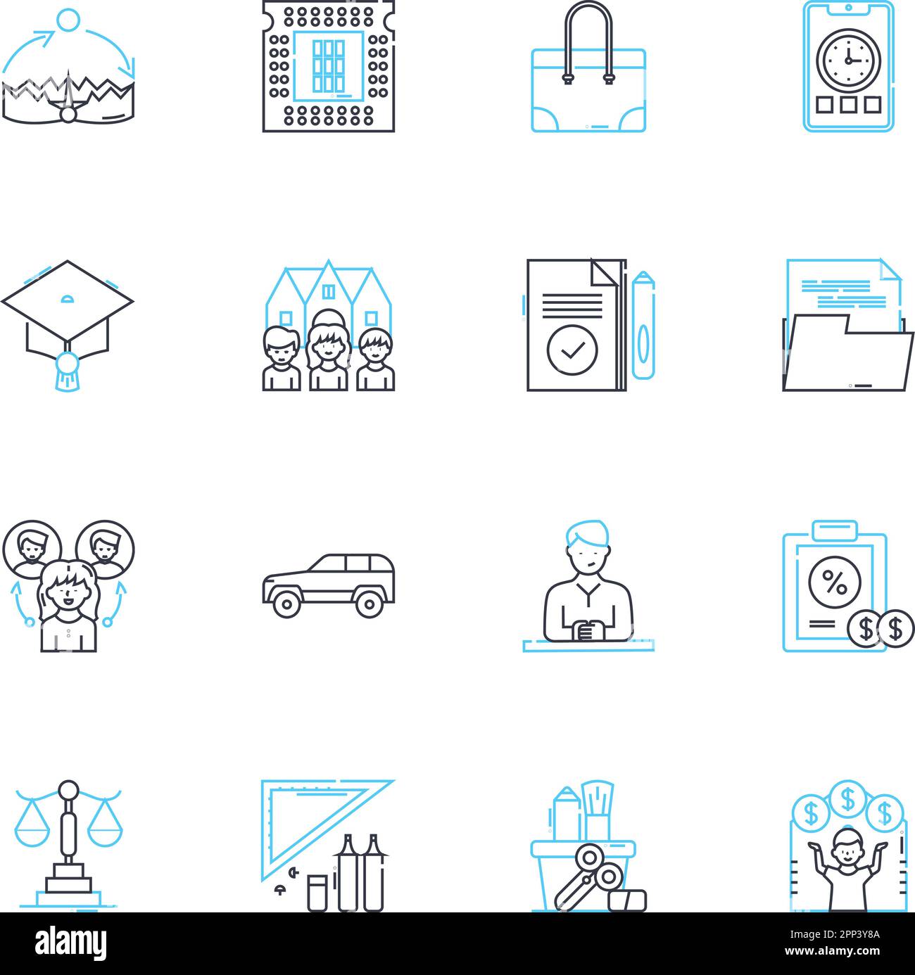 Establishment linear icons set. Institution, Authority, Power ...