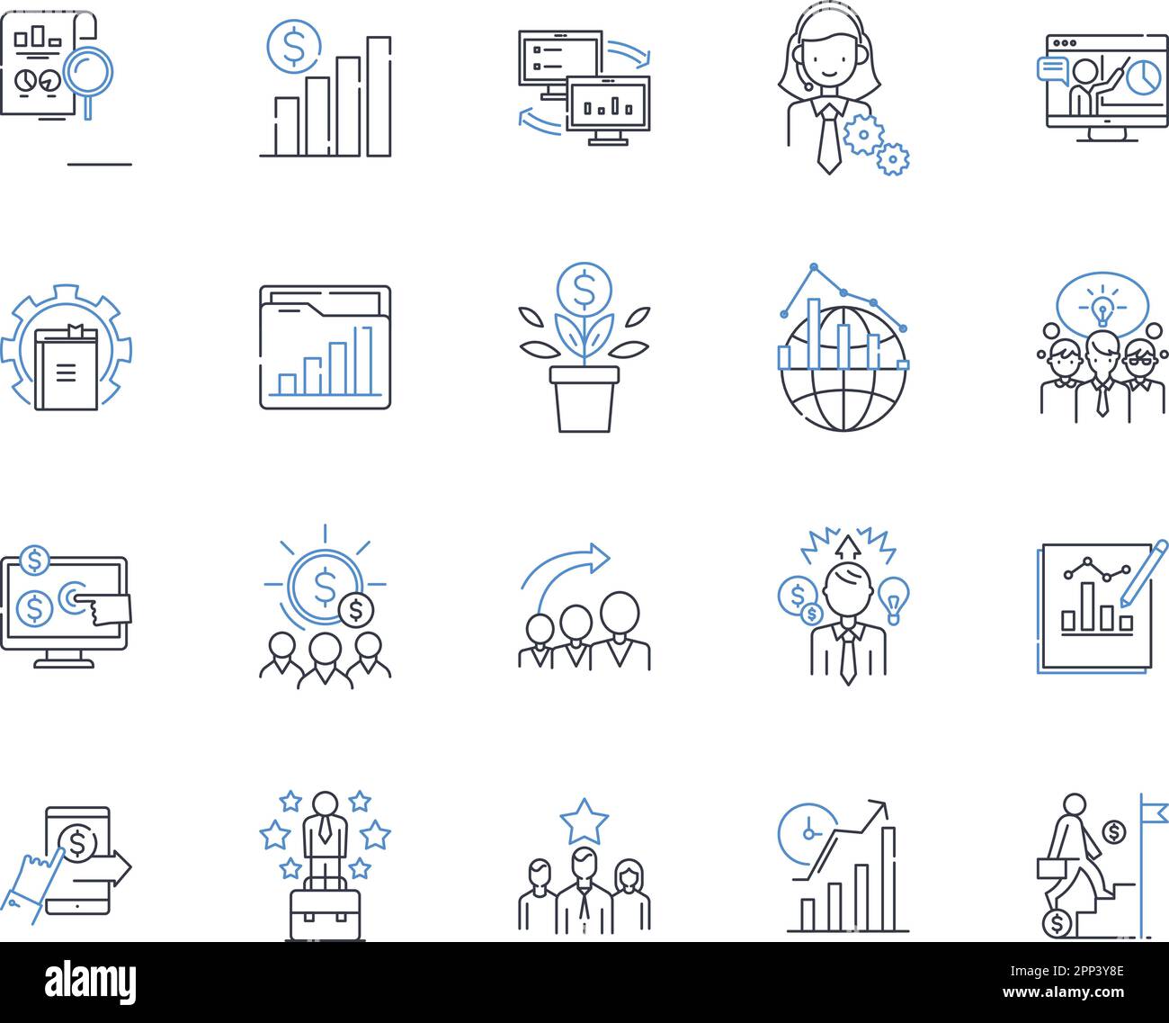 Labor Efficiency Line Icons Collection Productivity Effectiveness