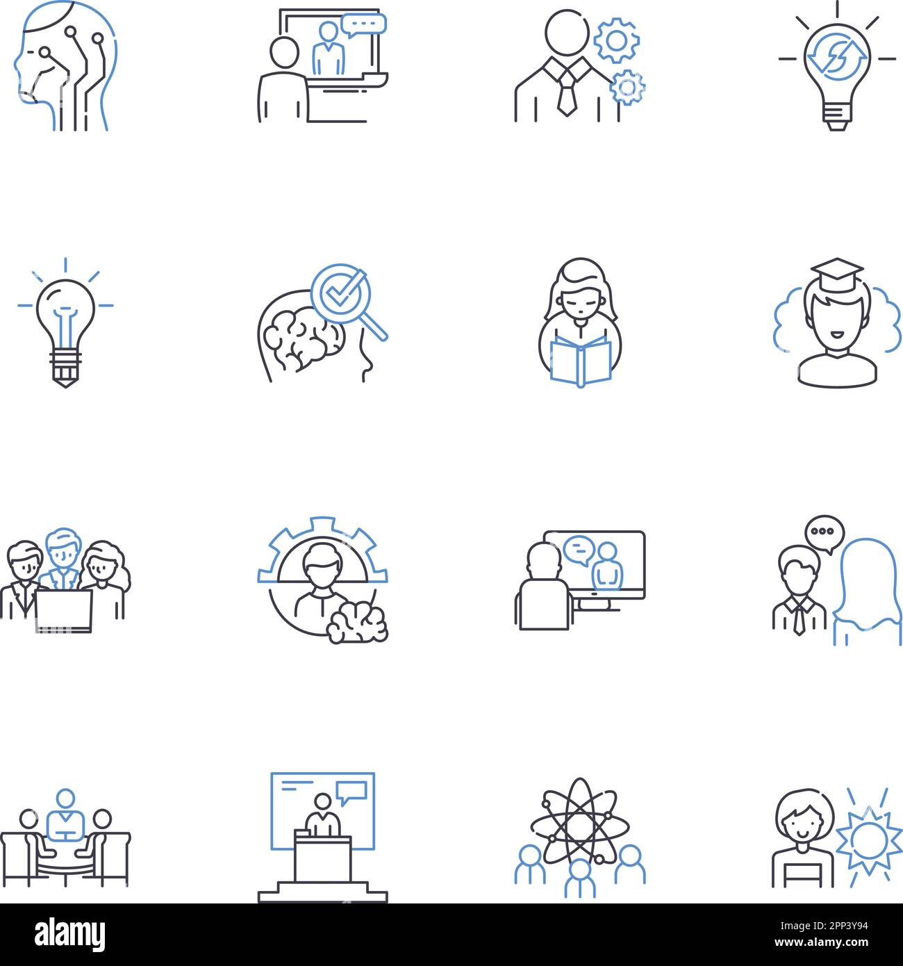 Judicious individuals line icons collection. Practical, Perceptive ...