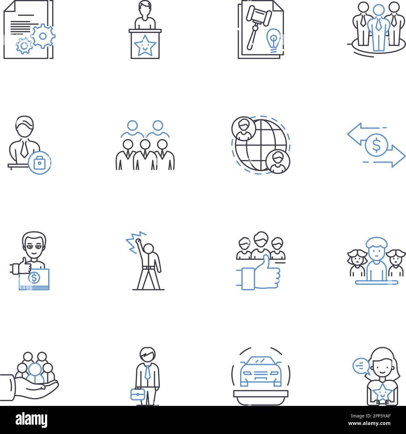Employee Productivity Line Icons Collection Efficiency Focus Motivation Time Management