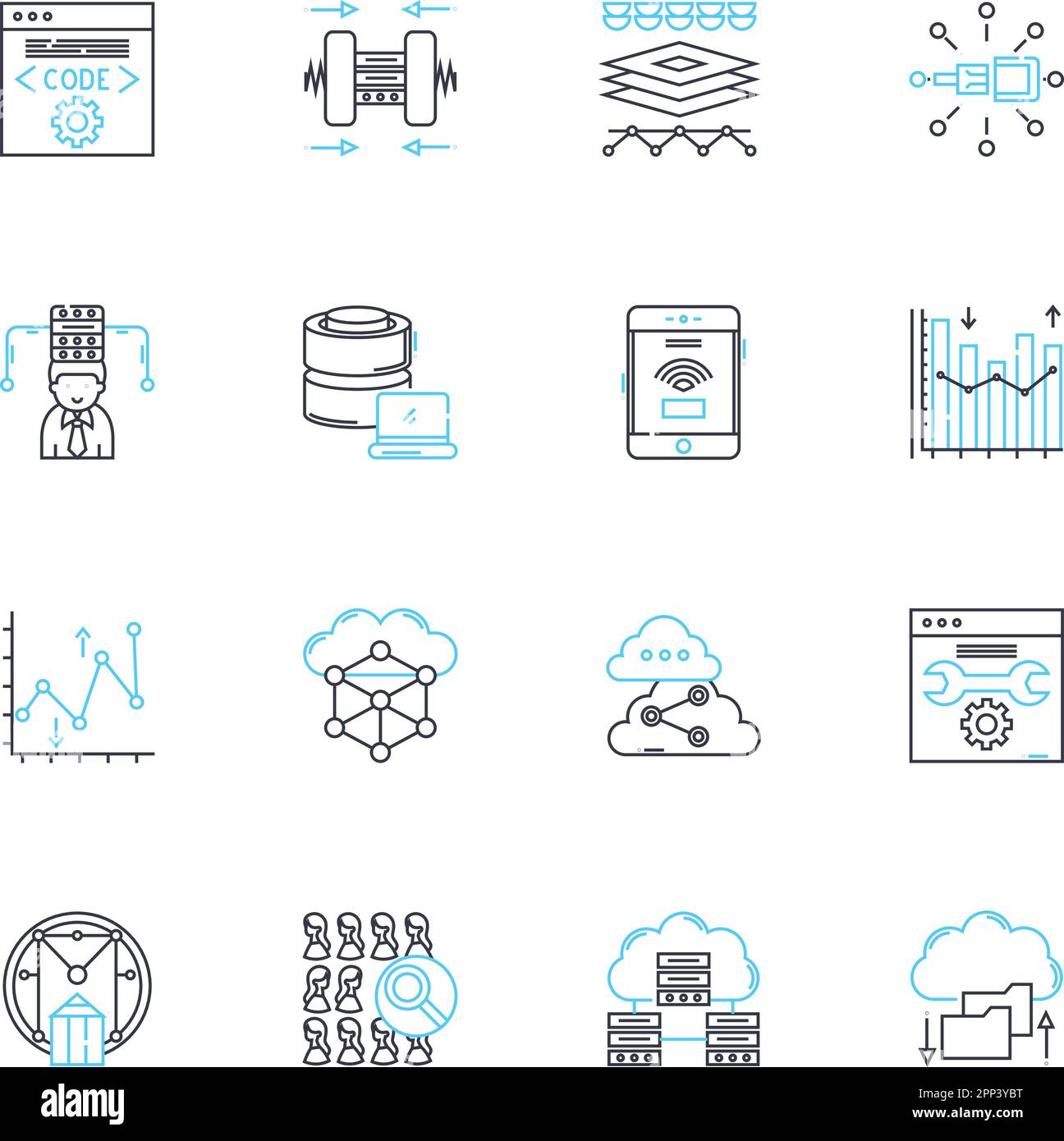 Cloud Storage Linear Icons Set Online Backup Security Accessible Scalable Reliable