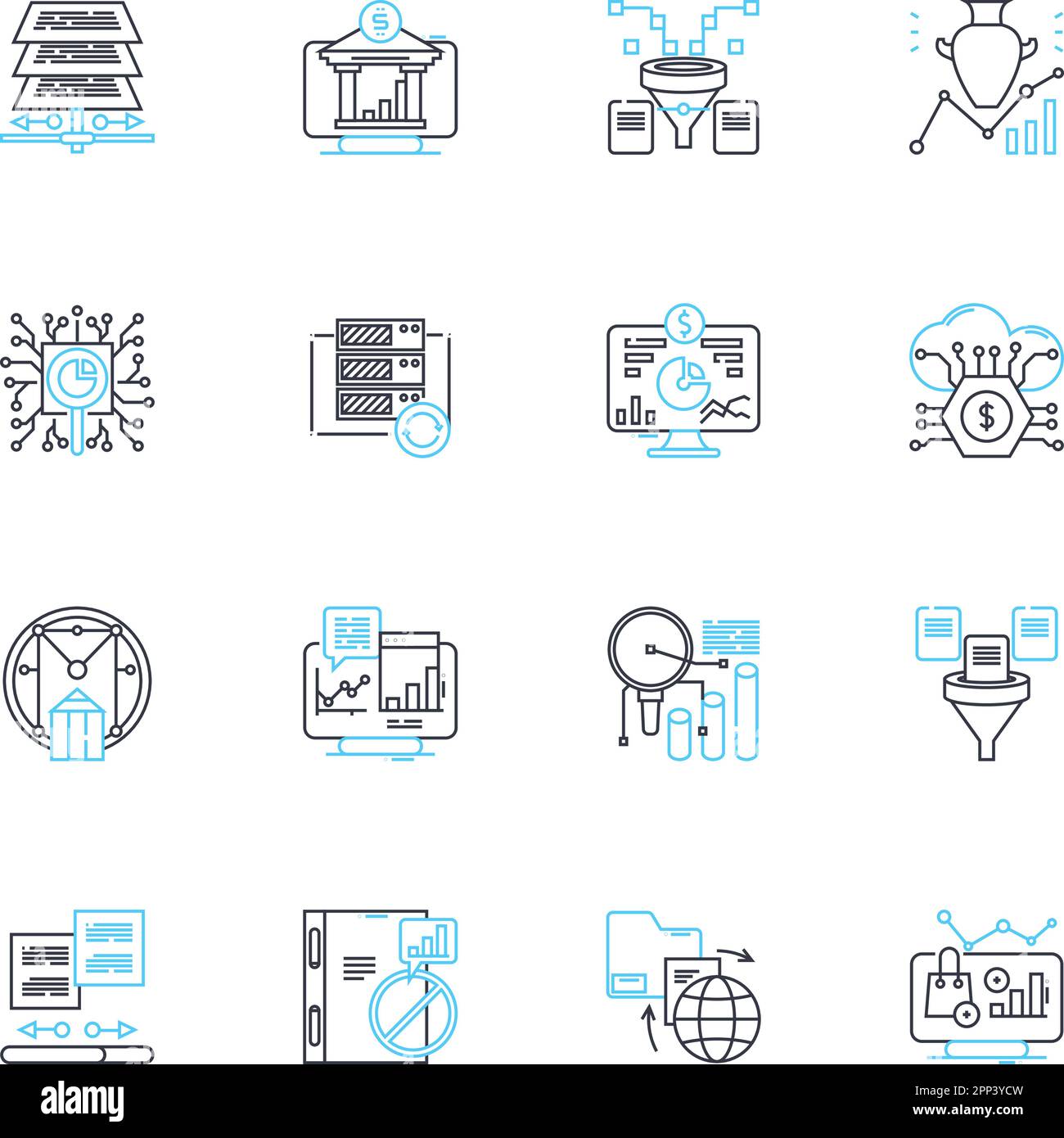 Market Estimation Linear Icons Set Forecasting Analysis Projections