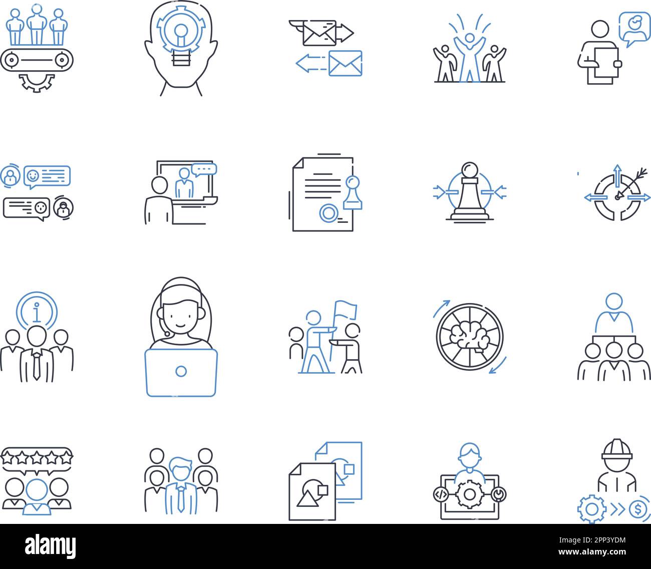 Compatible Colleagues line icons collection. teamwork, harmony ...