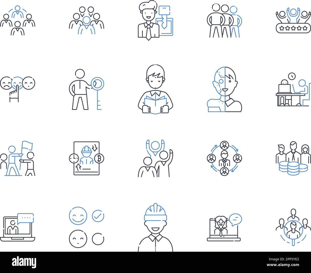Managing executives line icons collection. Leadership, Direction ...