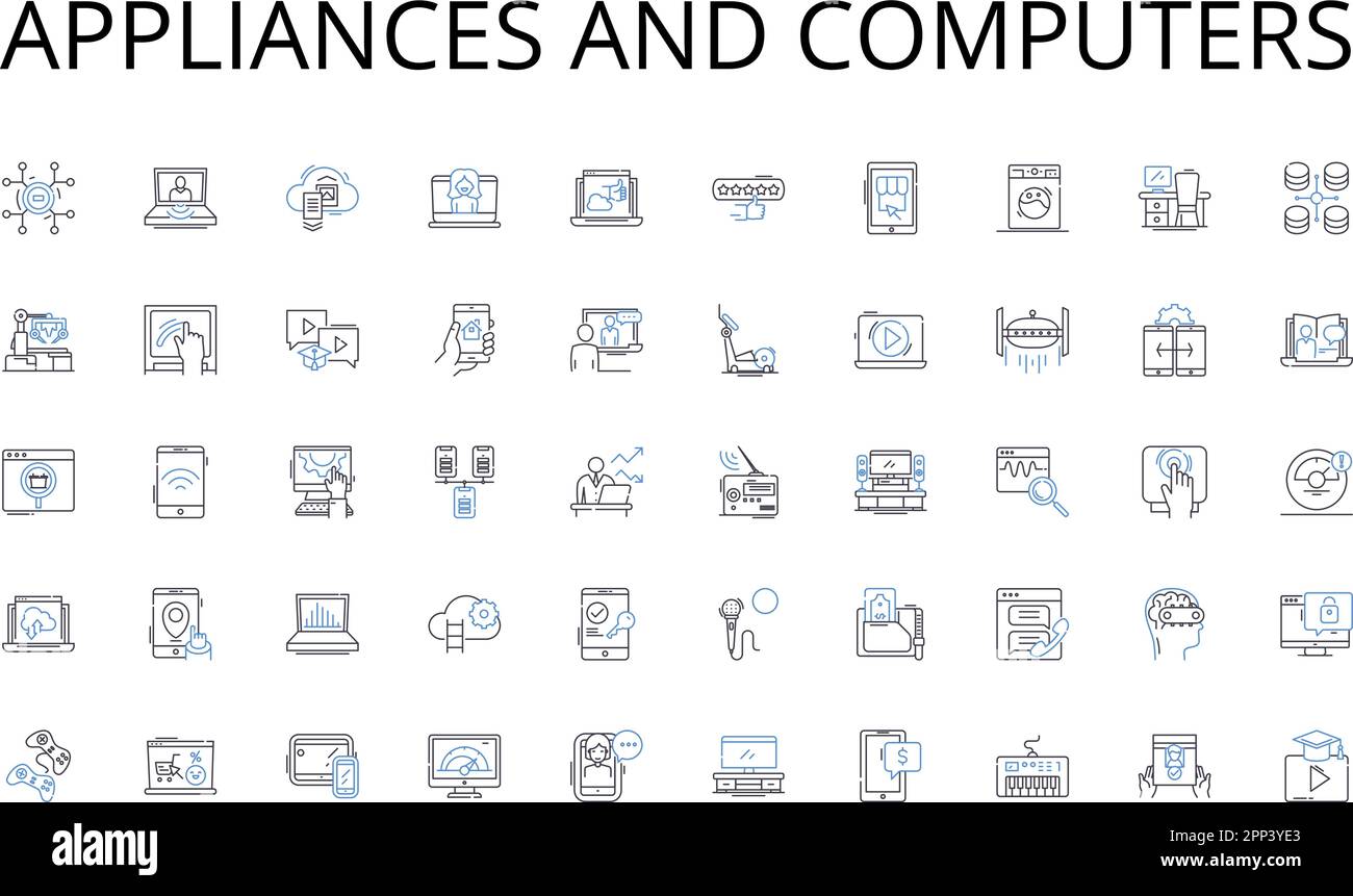 Appliances and computers line icons collection. Productivity ...