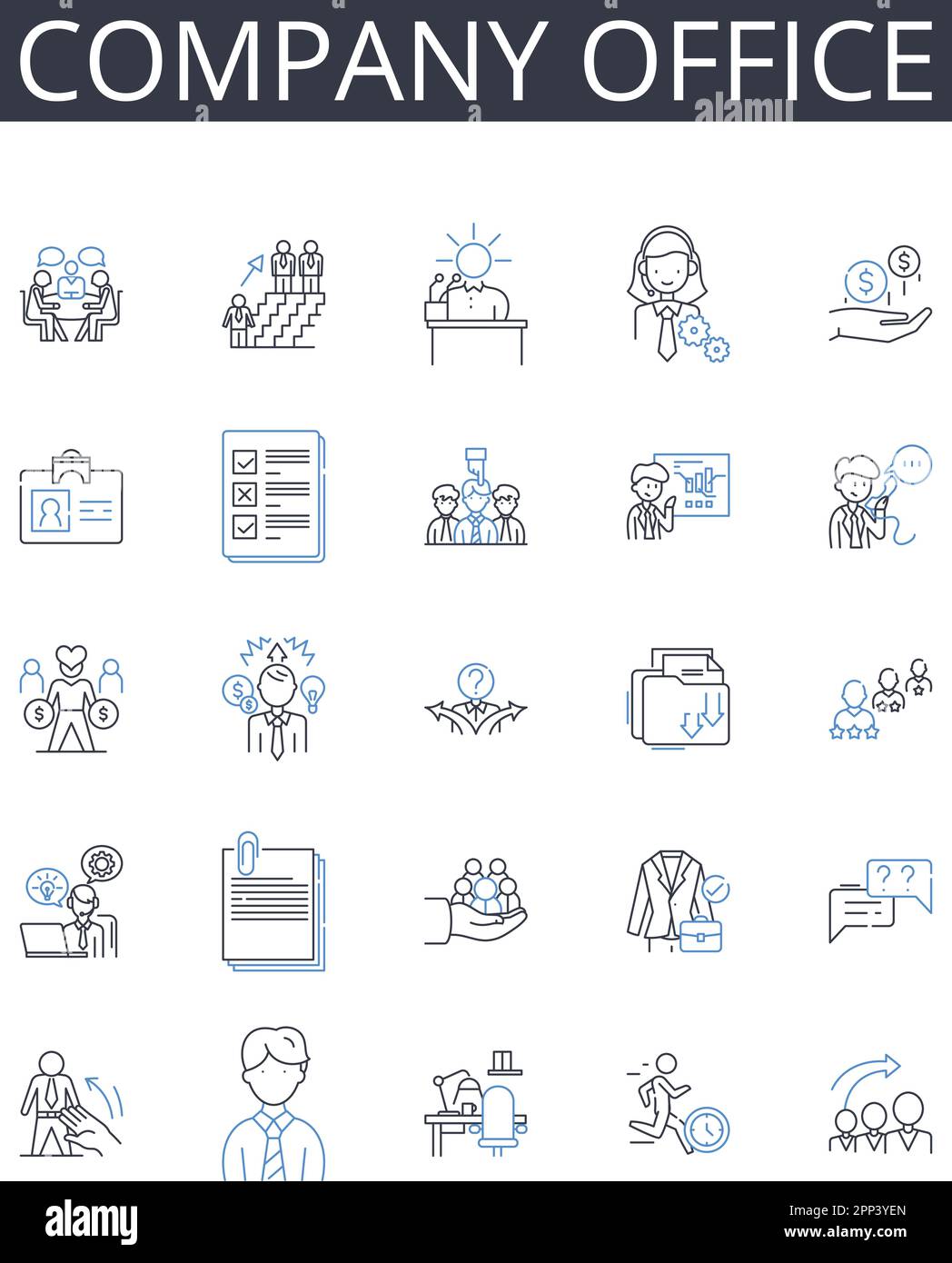 Company office line icons collection. Business hub, Enterprise center ...