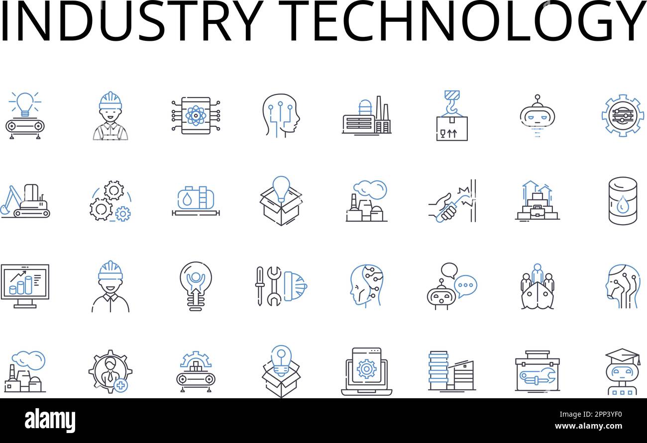 Industry technology line icons collection. Manufacturing, Engineering ... Industry technology line icons collection. Manufacturing, Engineering ...