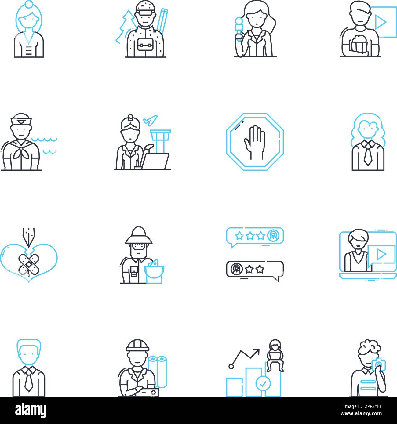 Office manager linear icons set. Organization, Leadership, Multitasking ...