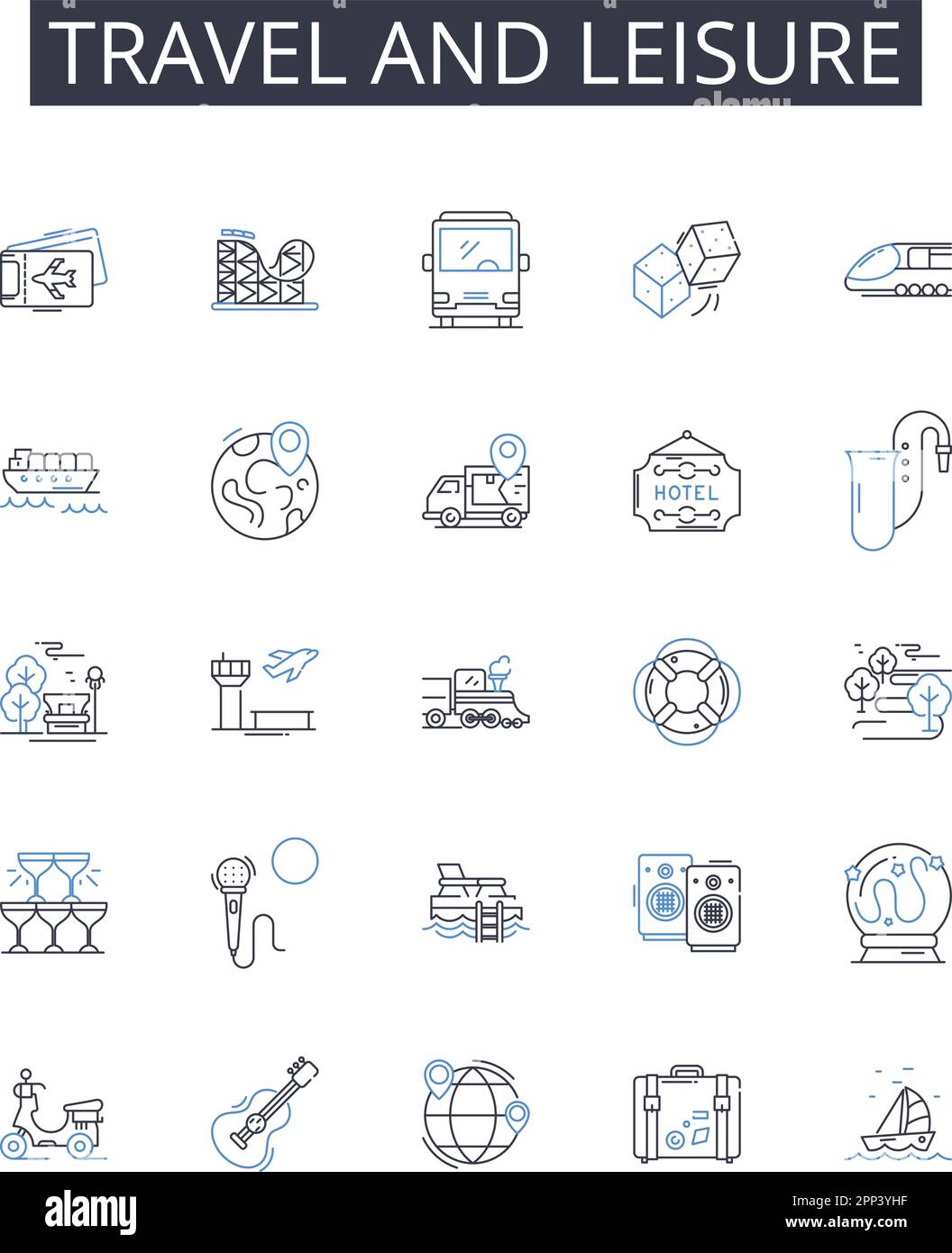 Travel And Leisure Line Icons Collection Tourism Vacation Trip