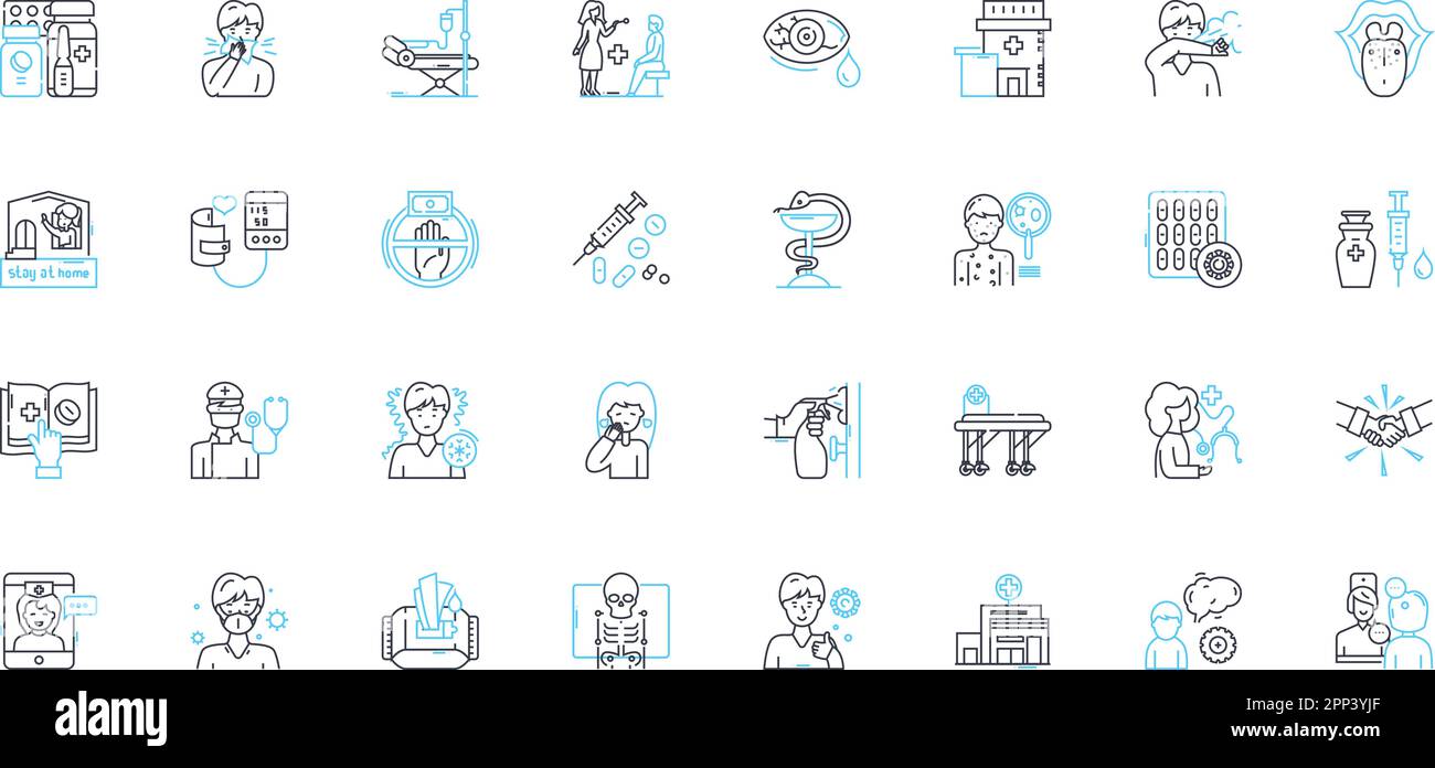 Virus management linear icons set. Quarantine, Contact tracing, Testing ...