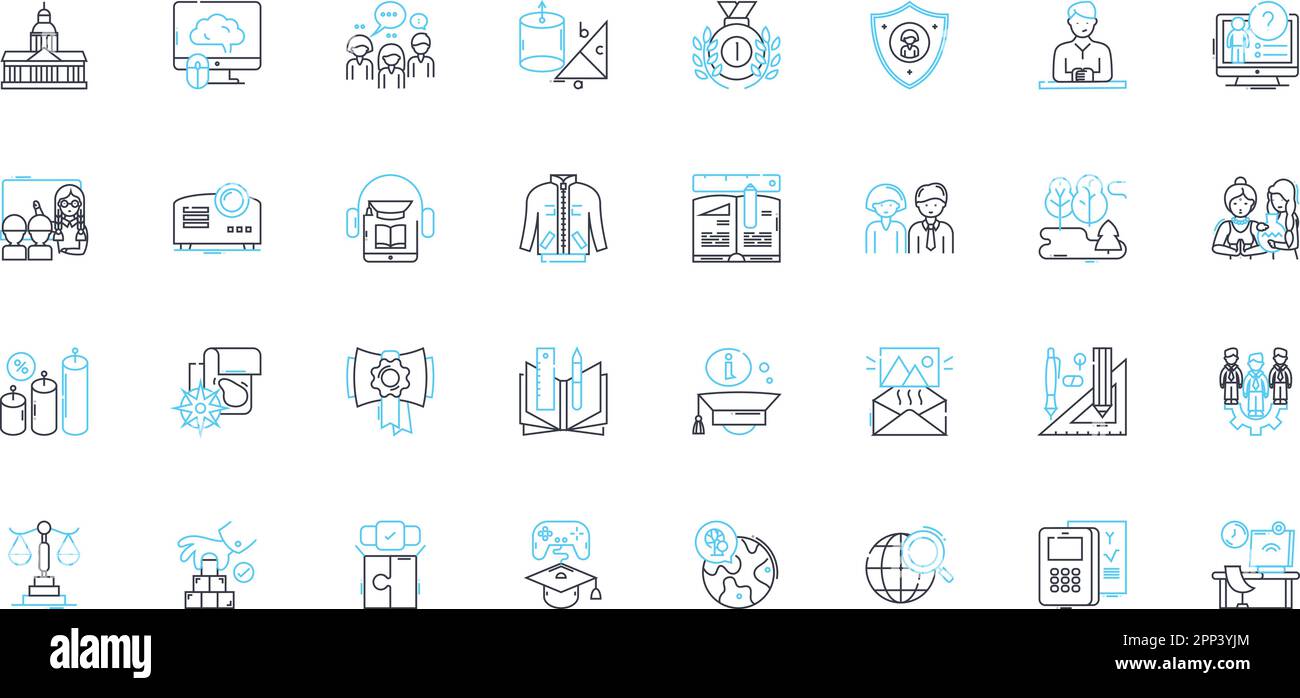Academic aspects linear icons set. Research, Learning, Teaching ... Academic aspects linear icons set. Research, Learning, Teaching ...
