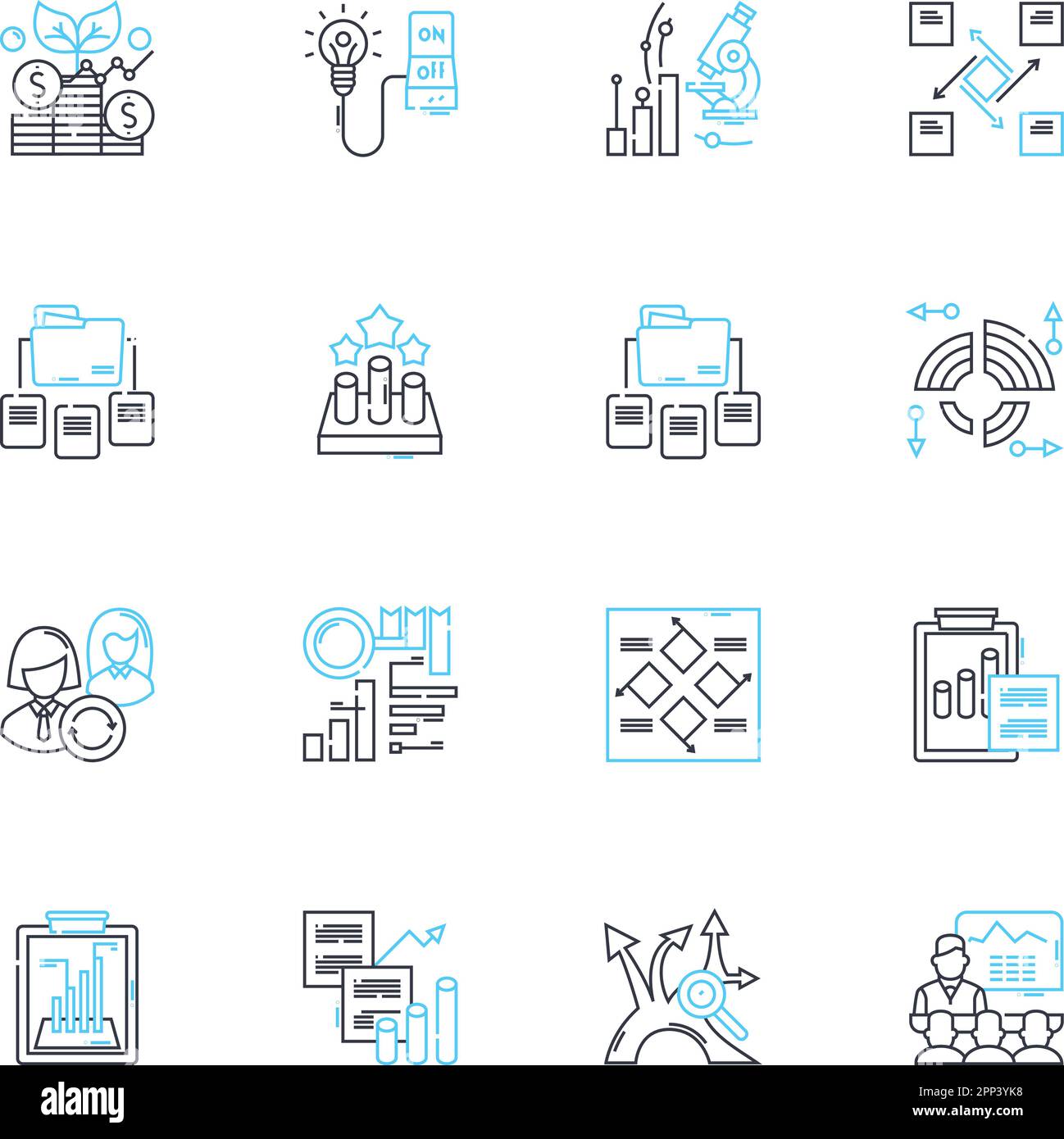 Financial statements linear icons set. Balance, Revenue, Expense ...