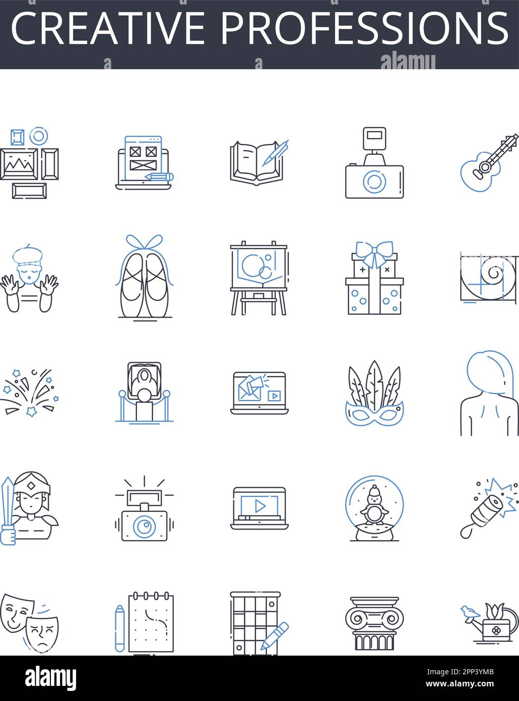 Creative professions line icons collection. Fashion industry, Media ... Creative professions line icons collection. Fashion industry, Media ...