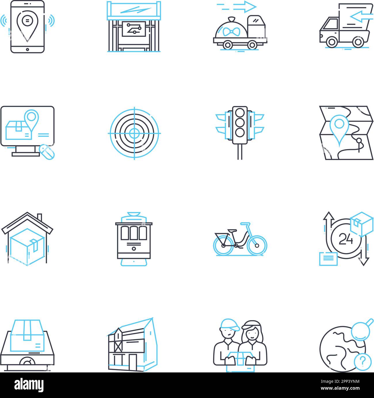 Package Delivery linear icons set. Parcel, Courier, Shipment, Delivery, Express, Logistics ...