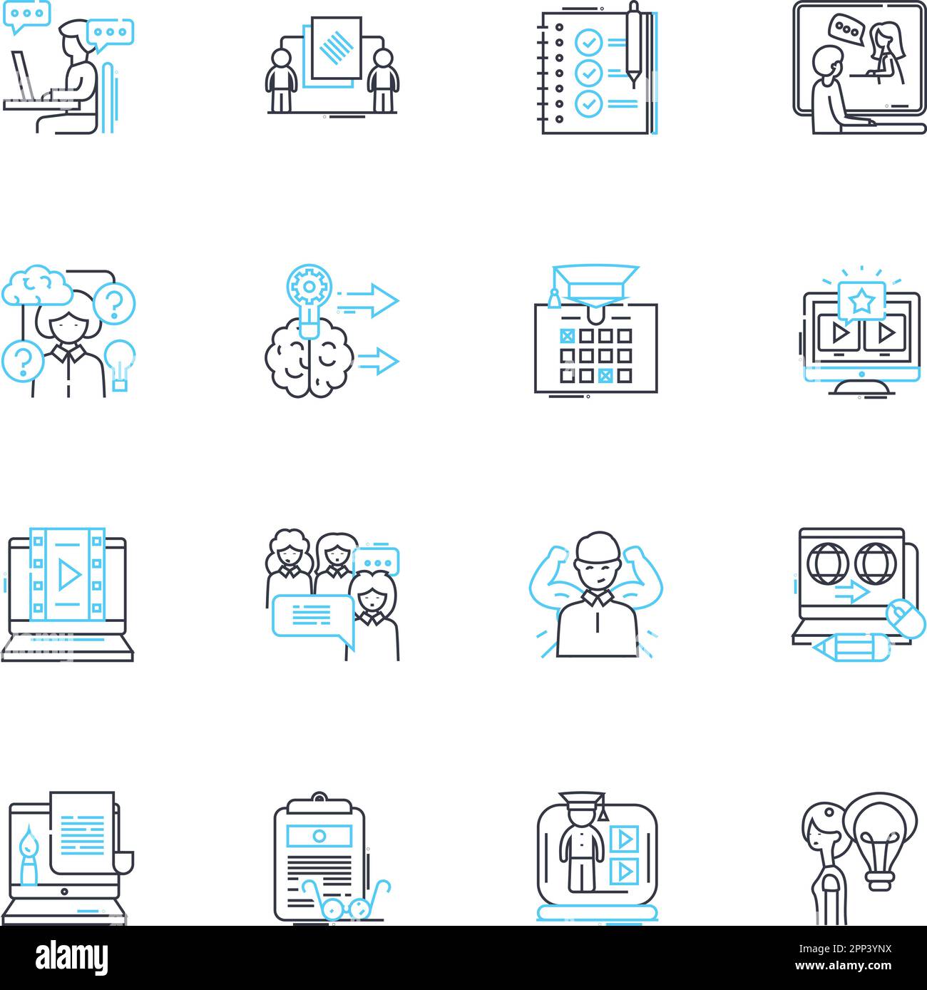 Tutoring linear icons set. Instruction, Mentorship, Guidance, Learning, Teaching, Education ...