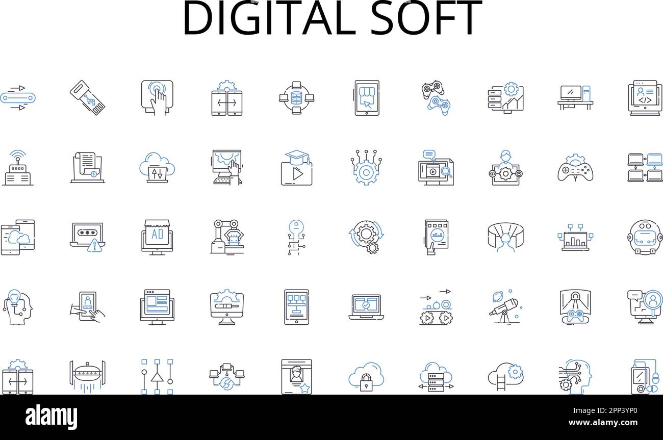 Digital soft line icons collection. Promotion, Marketing, Ad ...