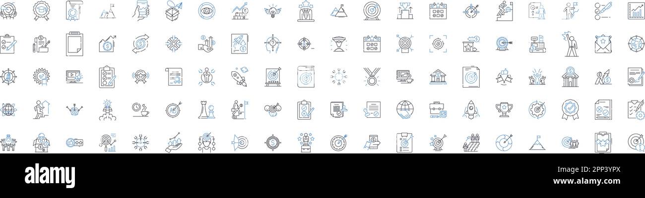 Cooperative leadership line icons collection. Collaboration ...