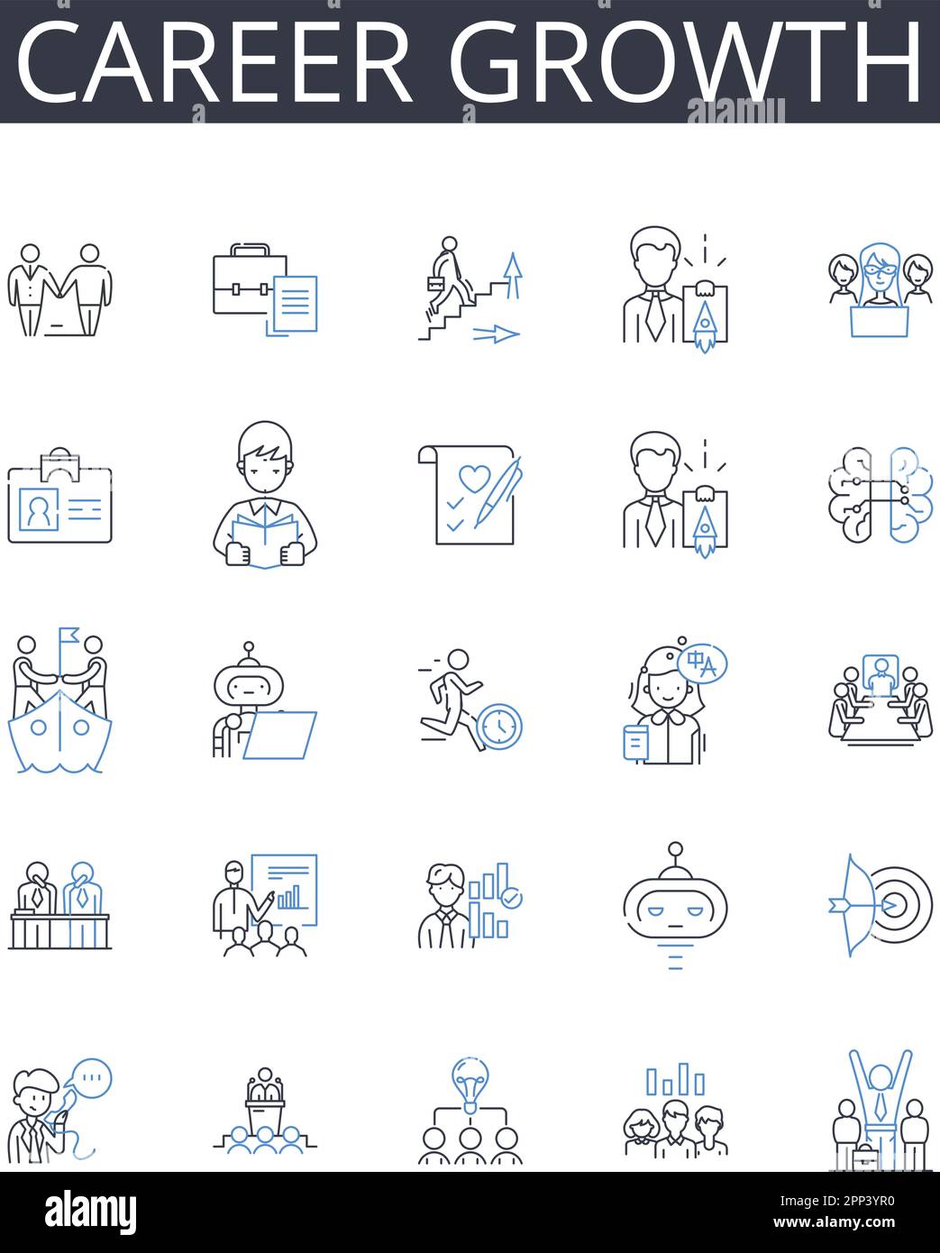 Career growth line icons collection. Skillful, Artisan, Expert, Talent ...
